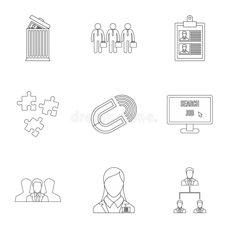 Work Icons Set, Outline Style Stock Vector - Illustration of icon ...