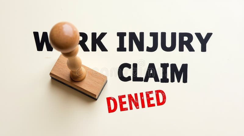 Work Injury Claim Denied Stamp on Plain Background Stock Illustration ...