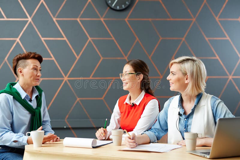 Work of journalists stock image. Image of happy, interview - 102524707