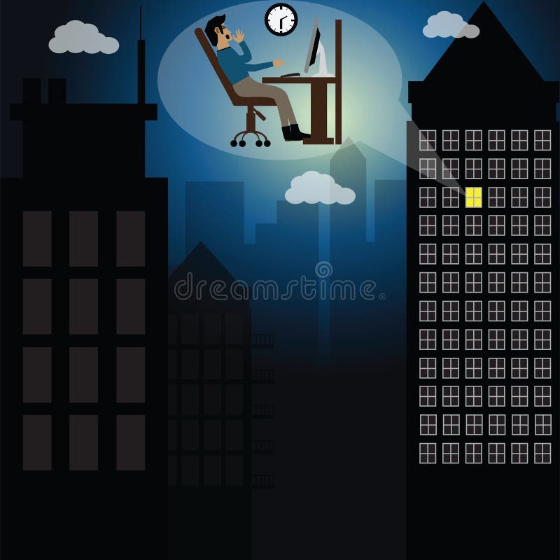 Late Night Computer Internet Work Concept Stock Illustrations – 176 ...