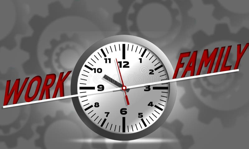 Work Life Balance Concept with Clock Stock Illustration - Illustration ...
