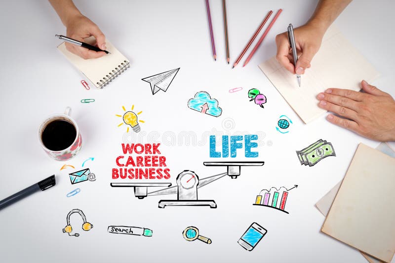 Work Life Balance Concept. the Meeting at the White Office Table Stock ...