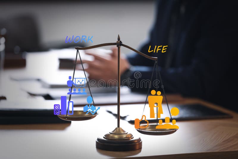 Work-life Balance. Scale with Images on Table Stock Photo - Image of ...
