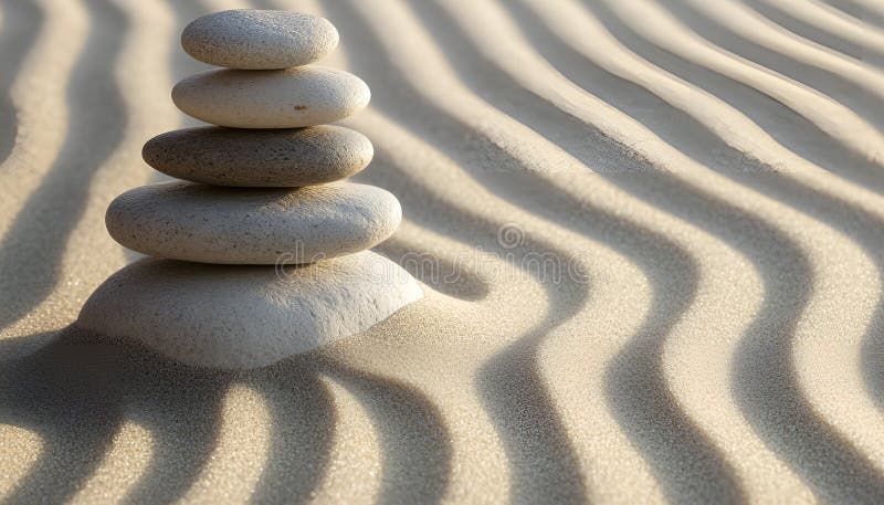 Work-life Balance Concept. Stacked Stones on Sand with Pattern Stock ...