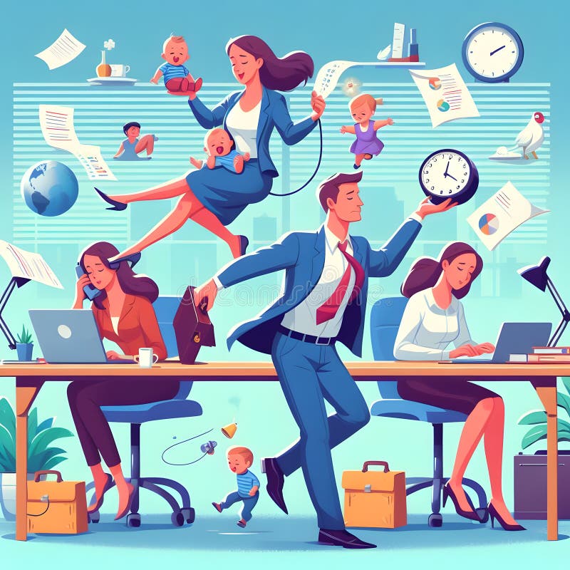 Work-Life Balance Juggling Work, Family, and Personal Time. Colour ... Work-Life Balance Juggling Work, Family, and Personal Time. Colour ...