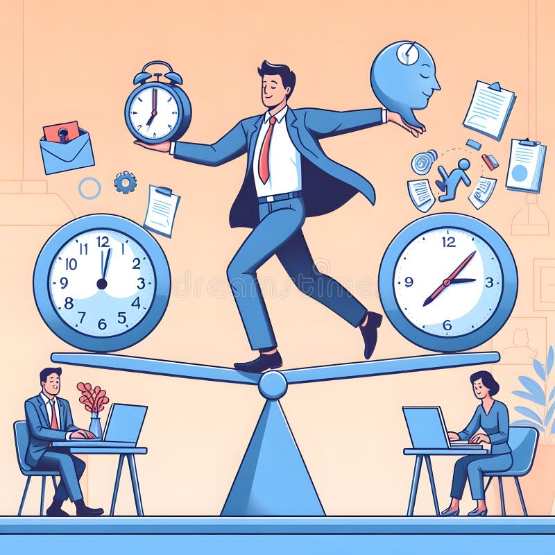 Work-Life Balance Juggling Work, Family, and Personal Time. Colour ... Work-Life Balance Juggling Work, Family, and Personal Time. Colour ...