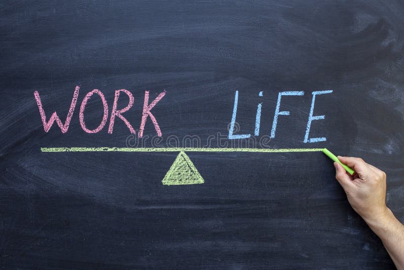 Work Life Balance. Man`s Hand with Chalk Stock Image - Image of ...