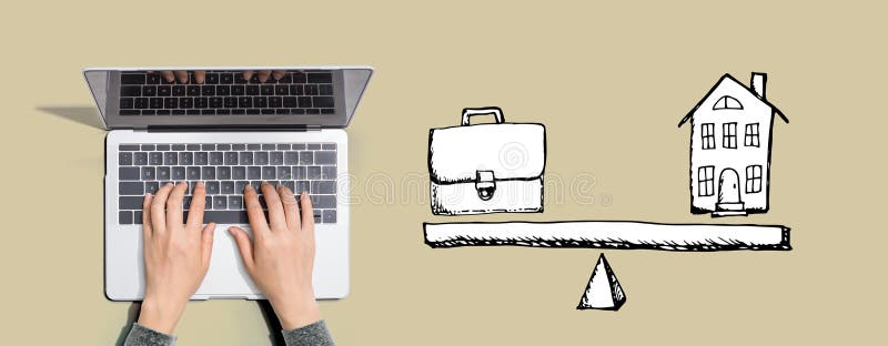 Work and Life Balance with Person Using Laptop Computer Stock Photo ...