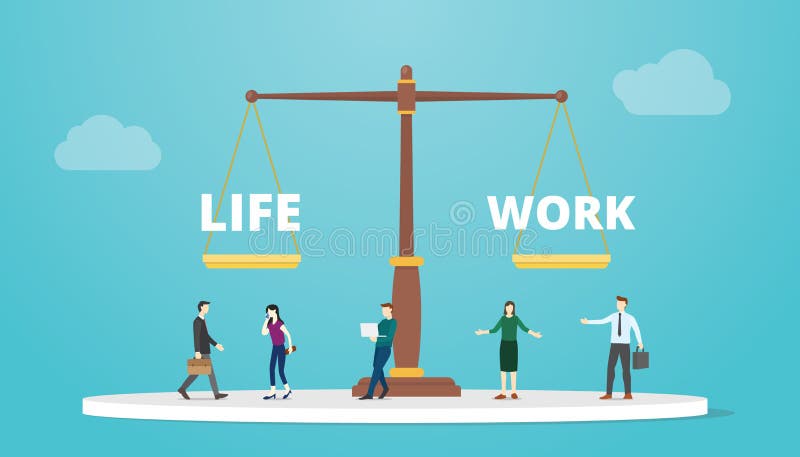 Work Life Balance on Scale Concept with Modern Flat Style Stock Vector ...