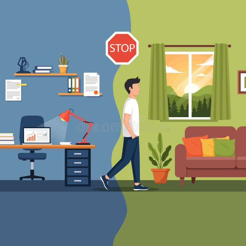 Work-Life Balance: Setting Boundaries - Modern Flat Design Vector Stock Illustration ...