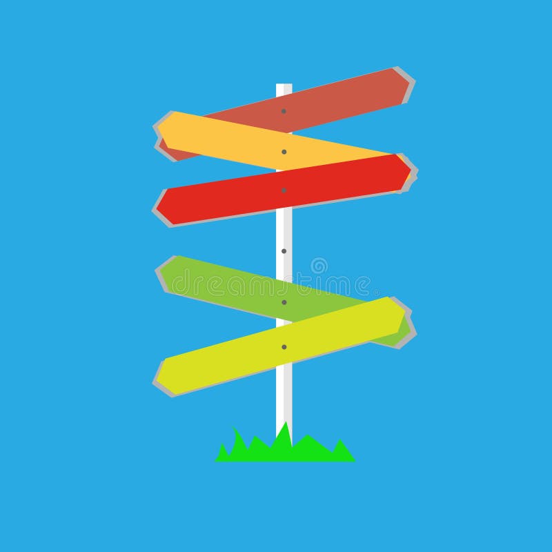 Colored Direction Signs, Work Stock Illustration - Illustration of ...