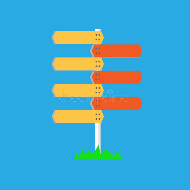 Colored Direction Signs, Work Stock Illustration - Illustration of ...