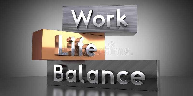 Work, Life, Balance - Words on Metal Blocks Stock Illustration ...