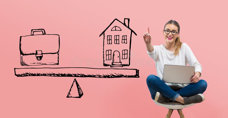 Work and Life Balance with Young Woman Stock Illustration ...