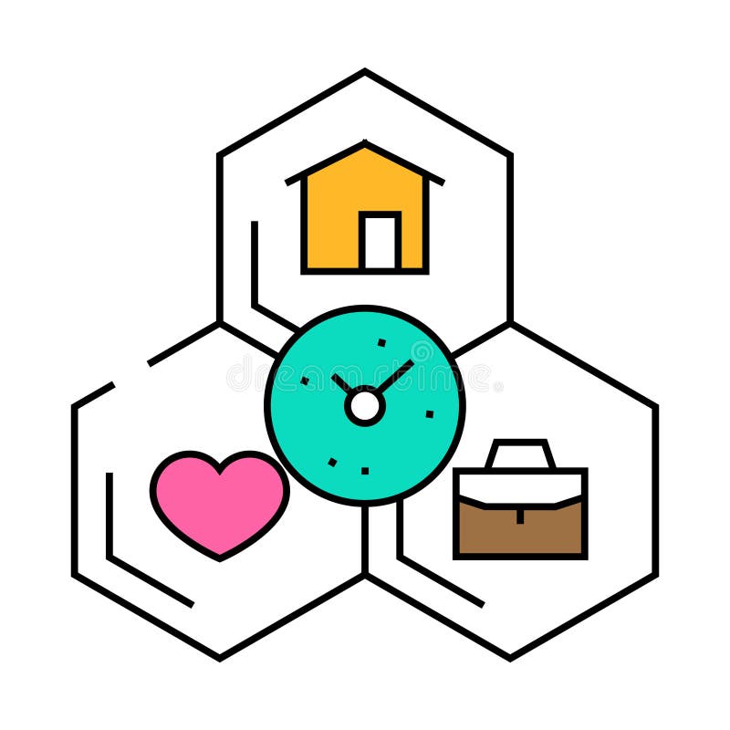 Work Life Integration Time Icon Color Illustration Stock Vector ...