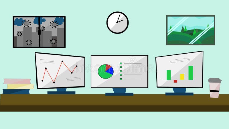 Work at Home Office. Coronavirus is Outside Stock Vector - Illustration ...