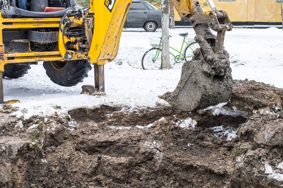 The Work of the Loader Tractor at the Dig Stock Image - Image of ...