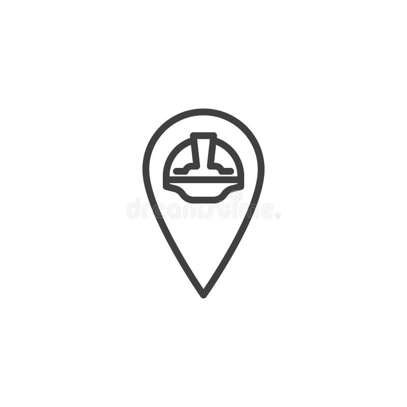 Work Location Pin Line Icon Stock Vector - Illustration of vector, hard ...