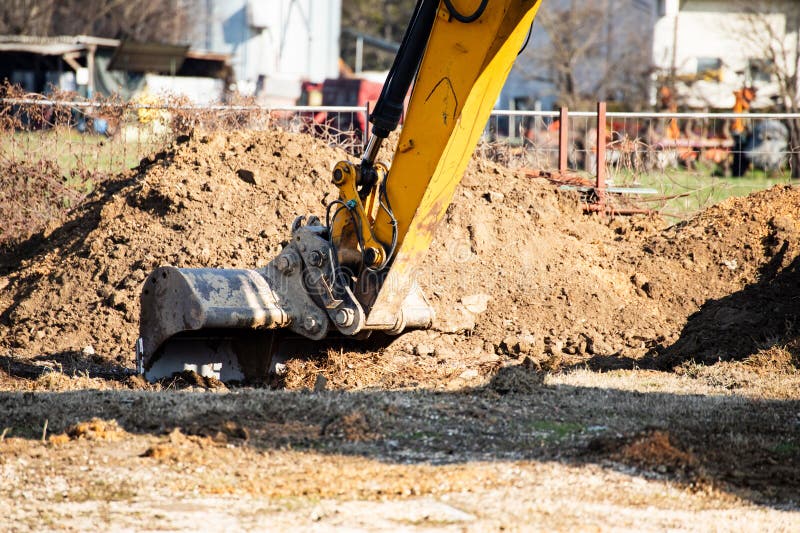 Escavator at Work on a Building Site Stock Photo - Image of excavating ...