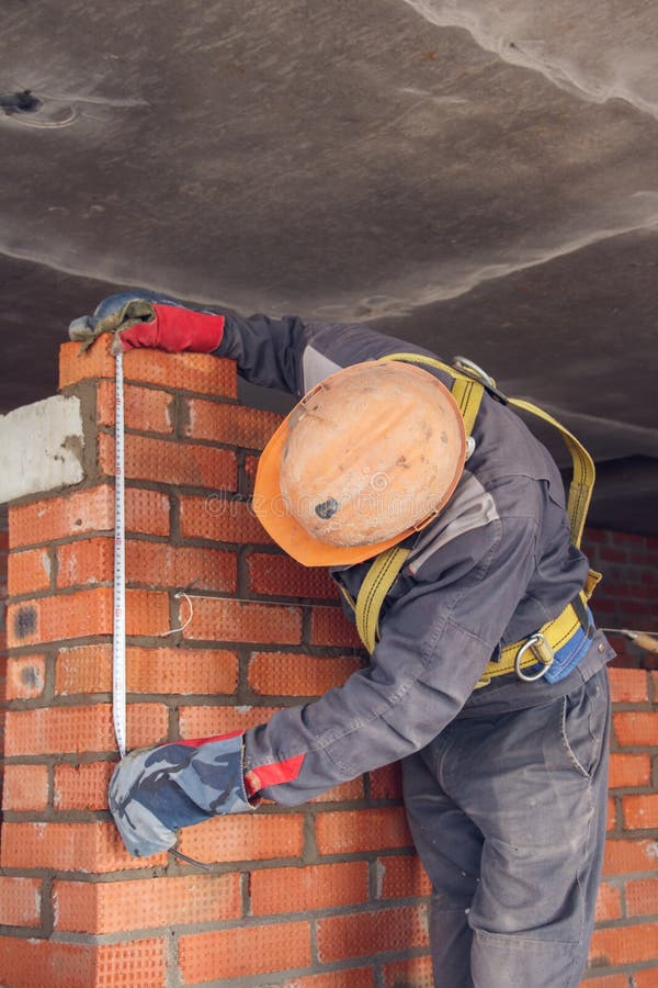 Masonry Mason Stonecutter Man With Hammer Working Stock Photo - Image ...