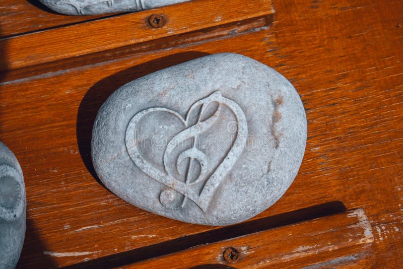 The Work of Master, Drawings of Nature and Animals on Stone. Stock ...