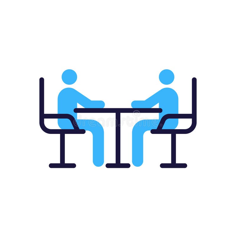 Work Meeting Icon with Two People at a Table, Vector Illustration ...