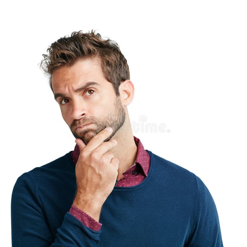 Work that Mental Muscle. Studio Shot of a Man Looking Unsure Against a ...