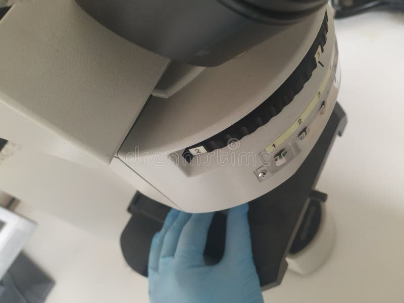 Work with a Microscope. Under the Microscope Stock Photo - Image of ...