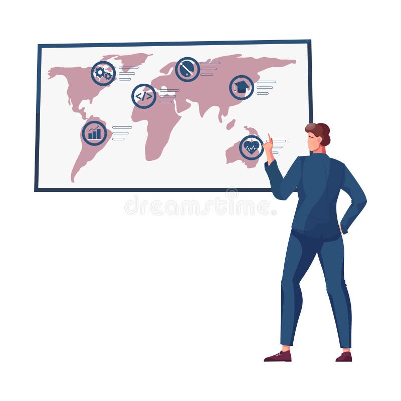Work Migration Map Composition Stock Vector - Illustration of object ...
