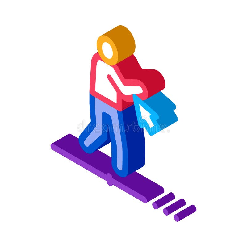 Work with Movement of Man Isometric Icon Vector Illustration Stock ...