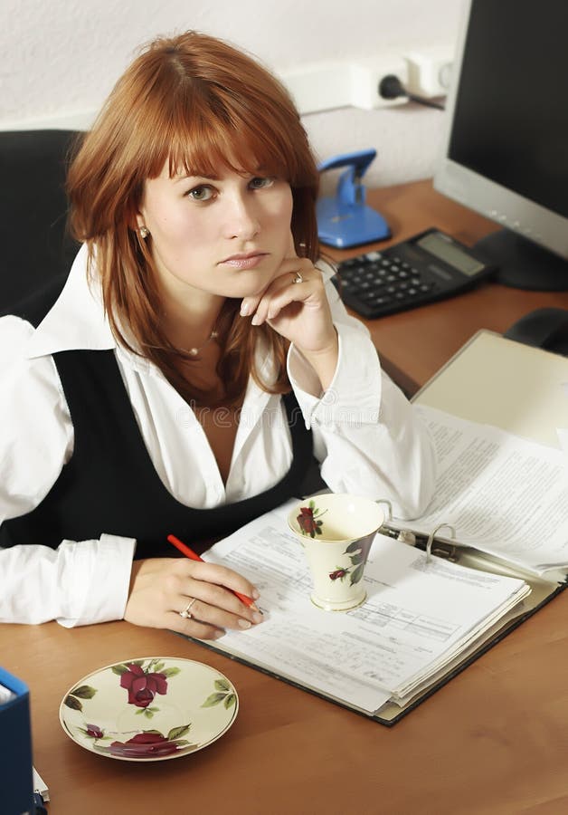 At work in the office stock photo. Image of drinking, communication ...