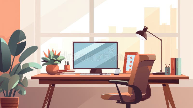 Work office computer stock illustration. Illustration of home - 361461800