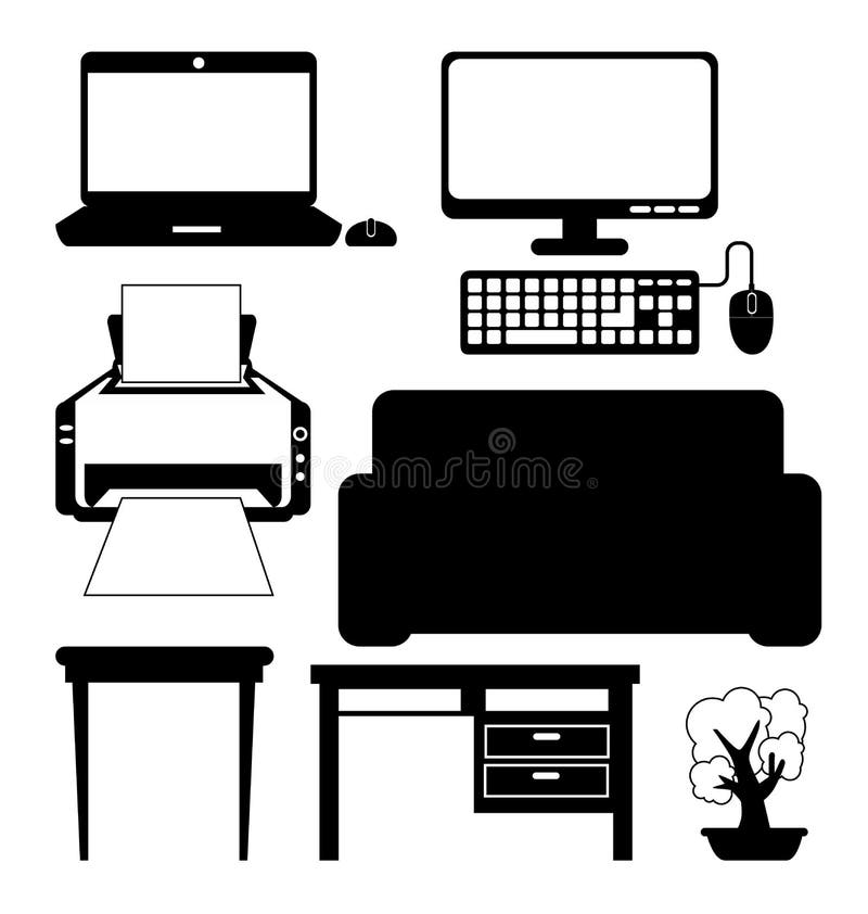 Work office design. stock vector. Illustration of furniture - 58826963