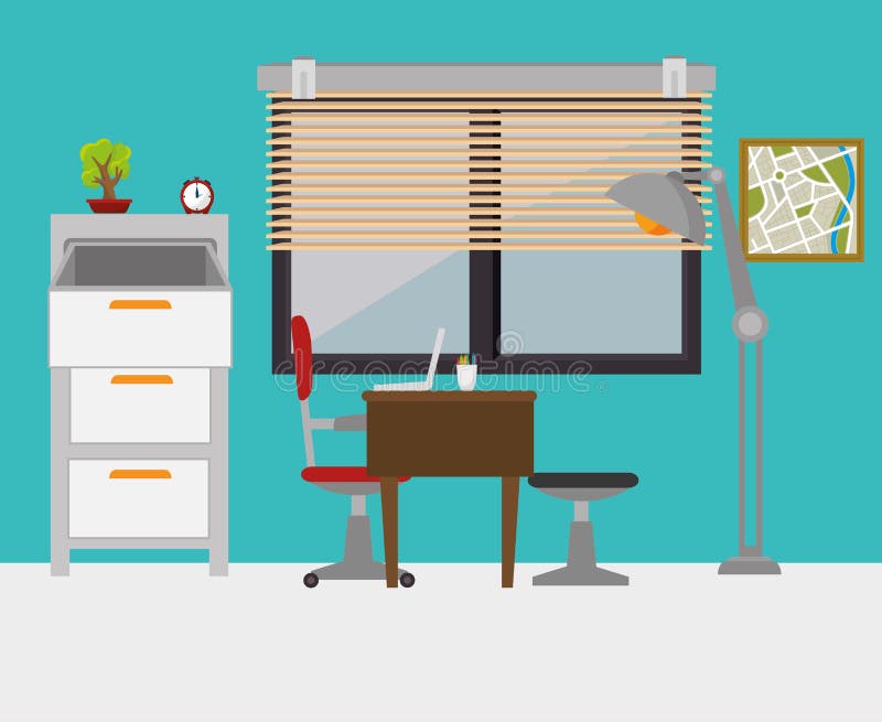 Work office design. stock vector. Illustration of room - 58827020