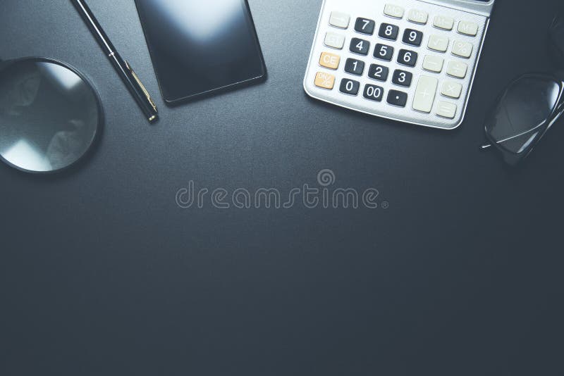 Work in Office Desk Concept with Calculator and Phone Stock Image ...