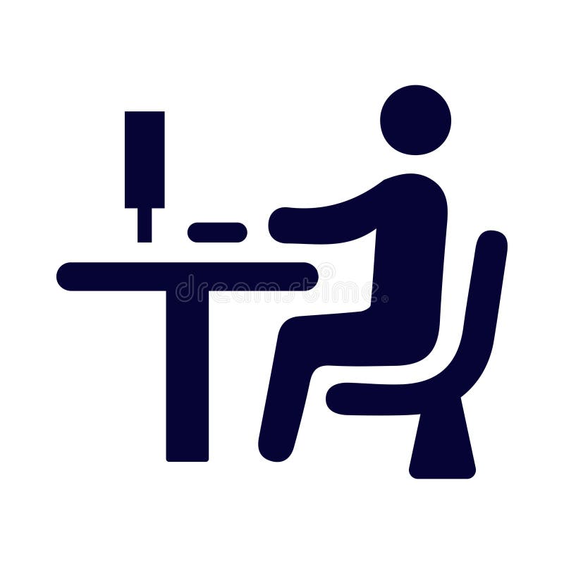Work, Office, Table, Man, Computer, Office Work Station Icon Stock ...