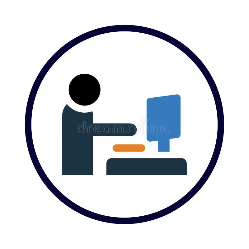 Work, Office, Table, Man, Computer, Office Work Station Icon Stock ...