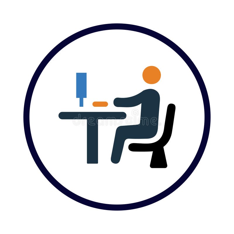 Work, Office, Table, Man, Computer, Office Work Station Icon Stock ...