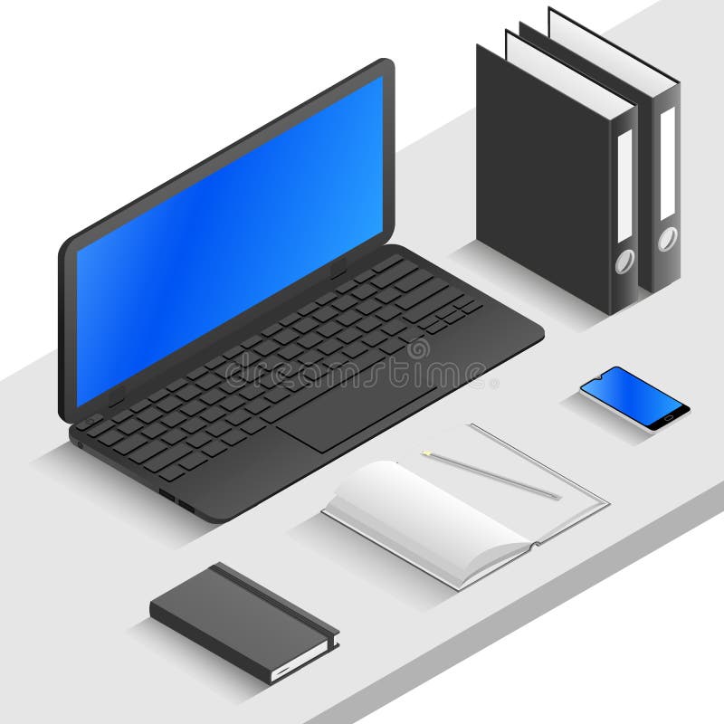 Work, Office Workplace, Work Desk with Laptop and Documents, Notepad ...