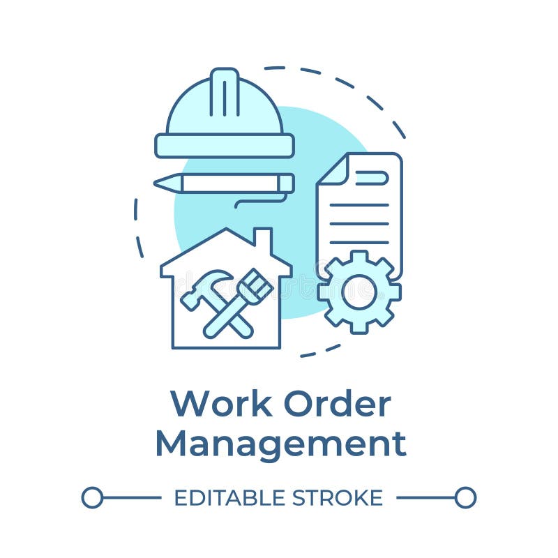 Work Order Management Soft Blue Concept Icon Stock Vector ...