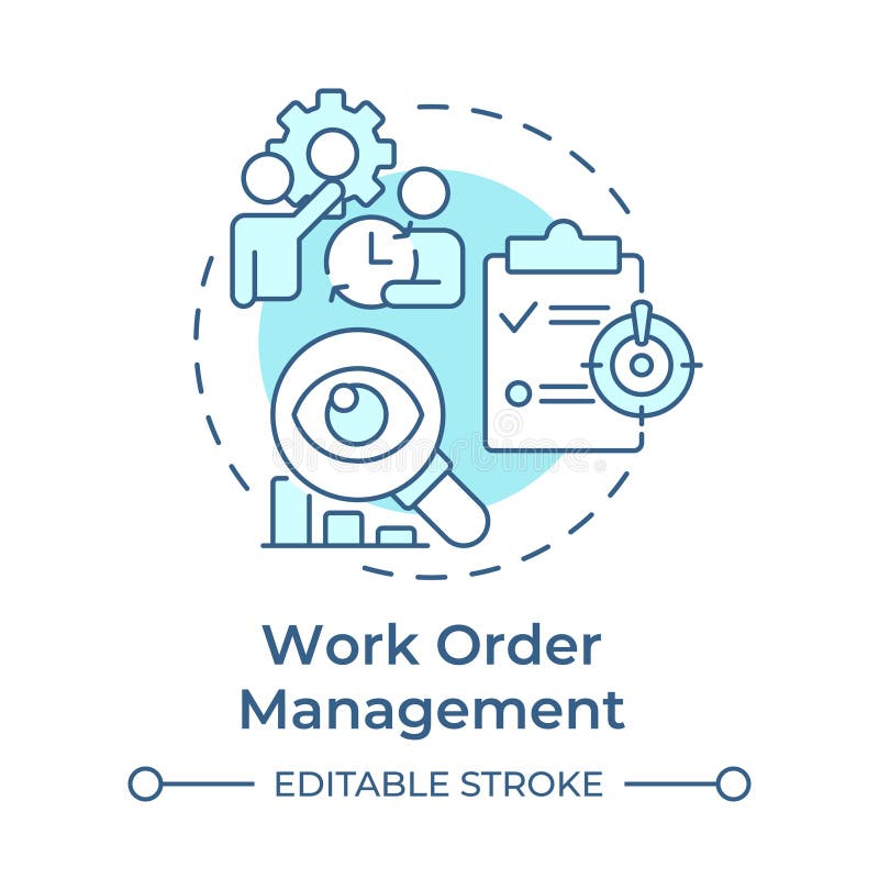 Work Order Management Soft Blue Concept Icon Stock Vector ...