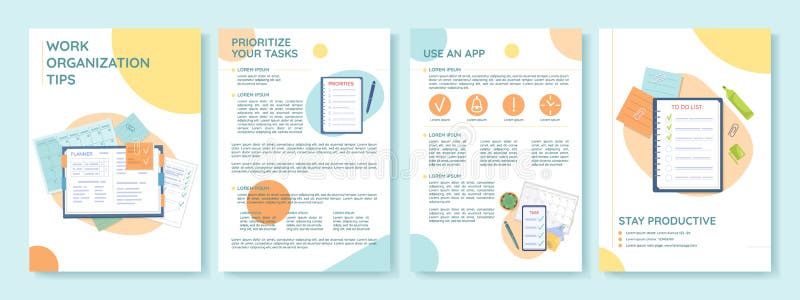 Work Organization Tips Flat Vector Brochure Template Stock Vector ...