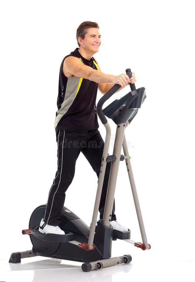 Athletic Man Works Out on Gym Training Stock Image - Image of ...