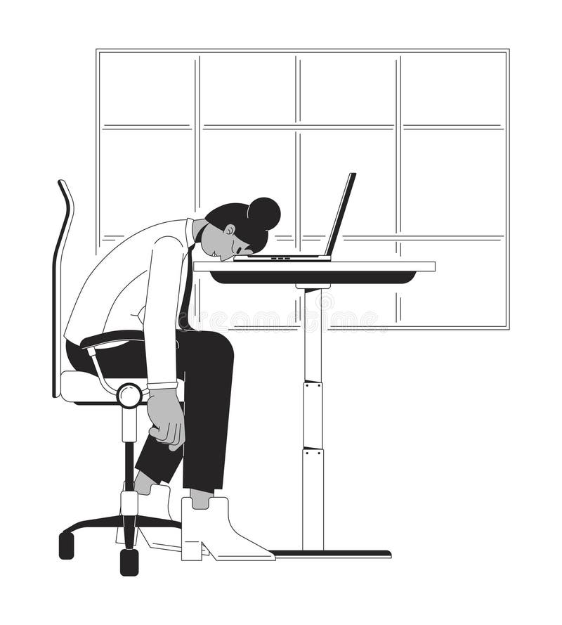 Work Overload Line Cartoon Flat Illustration 向量例证 - 插画 包括有 图画, 工作 ...