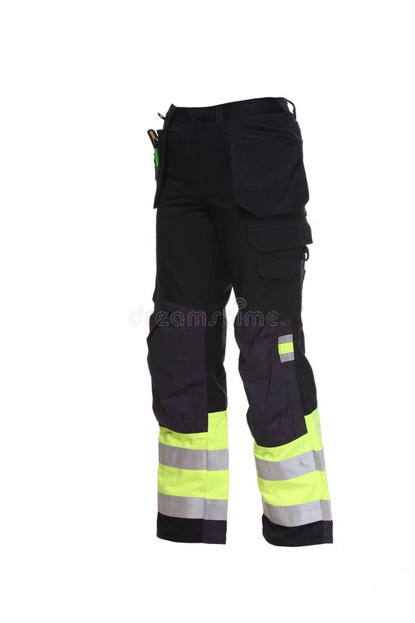 Black and Rad Work Pants for a Factory on a White Background Stock ...