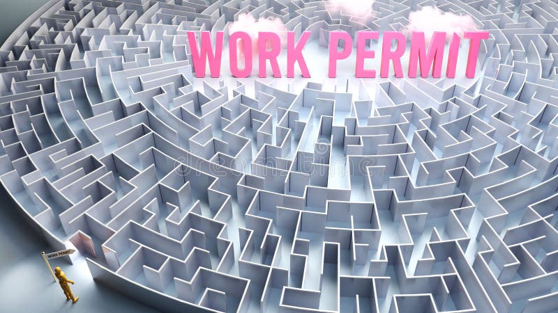 Work Permit and a Difficult Path To Reach it Stock Illustration ...