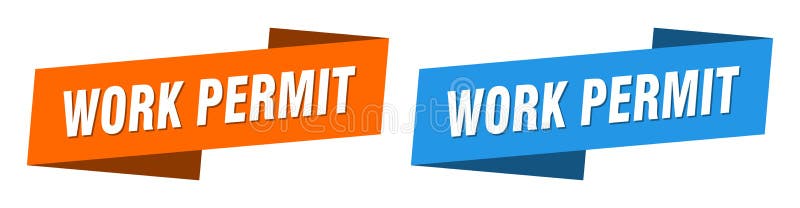 Work Permit Banner. Work Permit Ribbon Label Sign Set Stock Vector ...