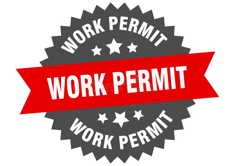 Work Permit Square Isolated Sign Set. Work Permit Stamp Stock Vector ...