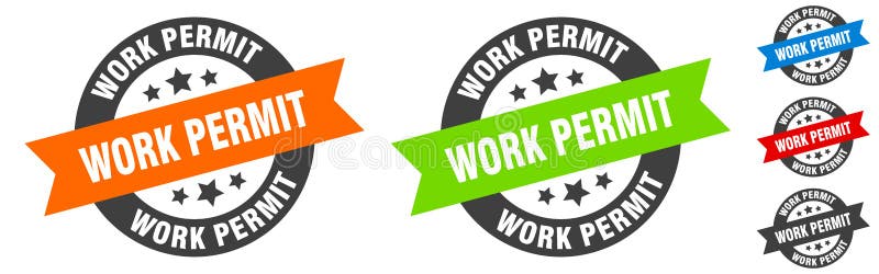 Work Permit Stamp. Work Permit Round Ribbon Sticker. Tag Stock Vector ...