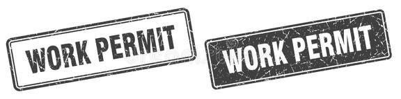Work Permit Stamp Set. Work Permit Square Grunge Sign Stock Vector ...